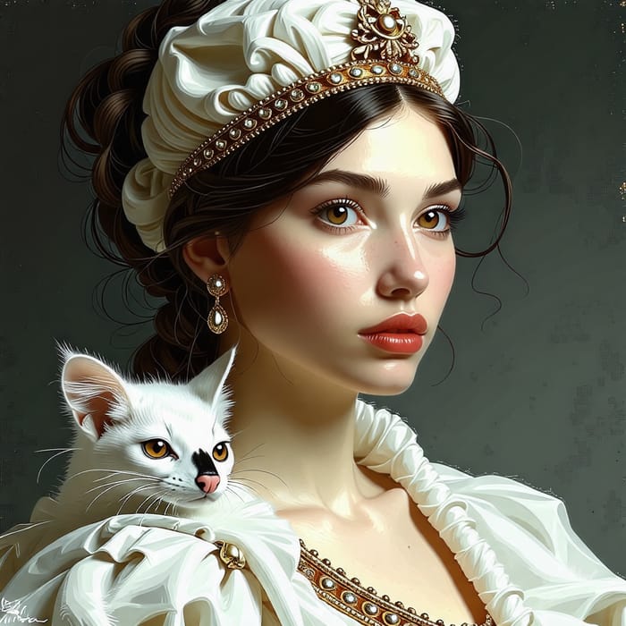 Woman with Ermine Art - Renaissance Style Masterpiece | AI Art Generator | Easy-Peasy.AI
