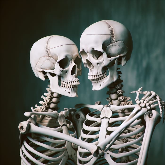 Skeletons Holding Each Other: Macabre Beauty | AI Art Generator | Easy ...
