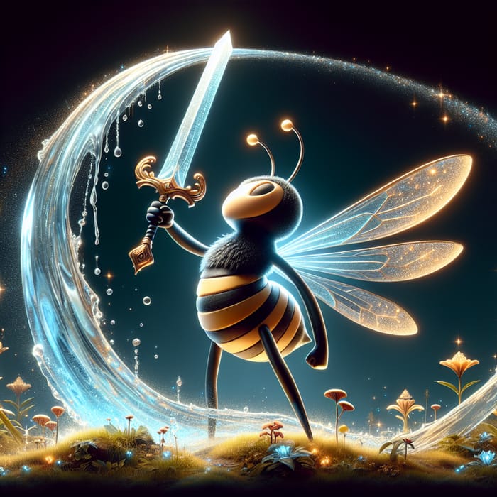 Magical Bee Agent with Water Sword Illustration | AI Art Generator ...