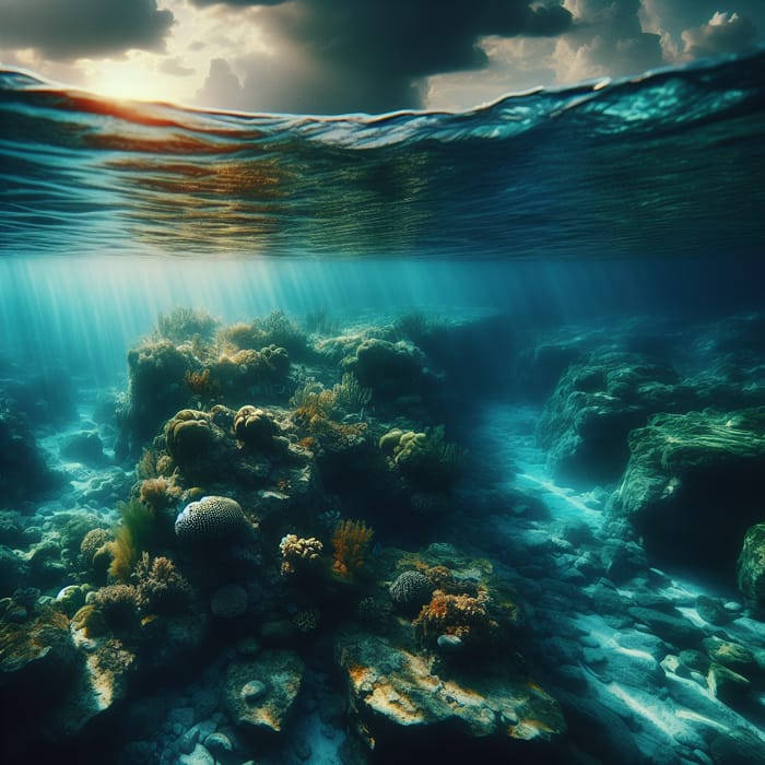 Stone Wall Underwater - Stunning Sea Background | AI Art Generator ...