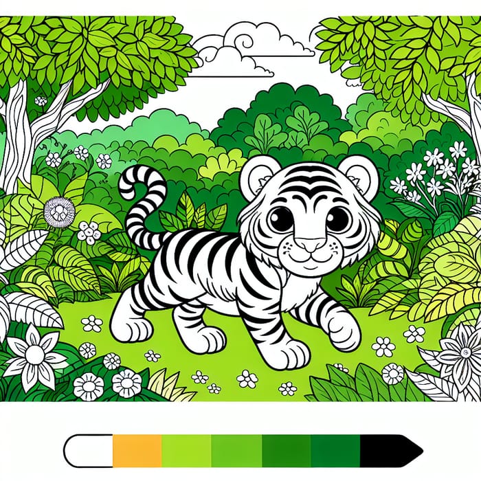 Friendly Tiger in Vibrant Jungle for Coloring Book | AI Art Generator ...
