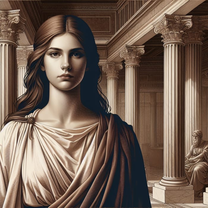 Ancient Greek Philosopher Woman in Library | AI Art Generator | Easy ...