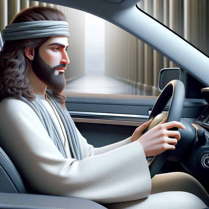 Jesus Driving a Car: A Modern Reflection | AI Art Generator | Easy-Peasy.AI