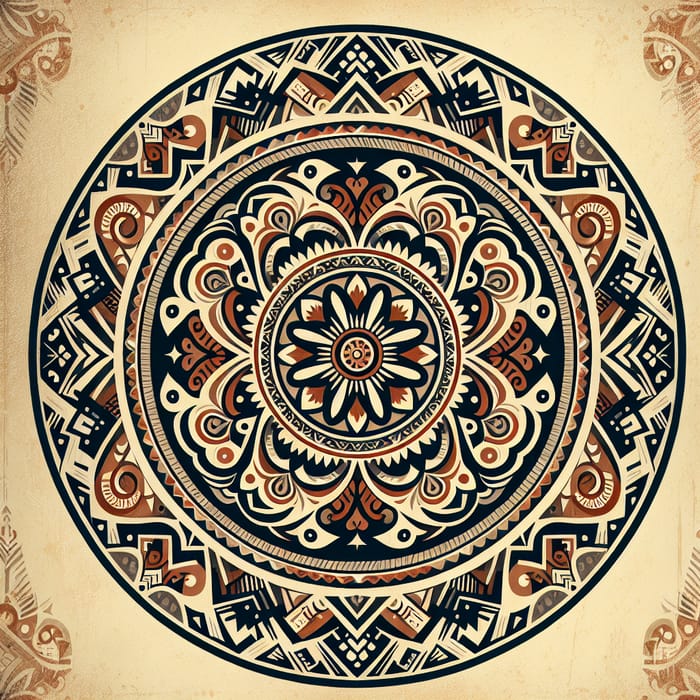 Mezen Style Round Pattern | Hand-Painted Ink Art | AI Art Generator ...