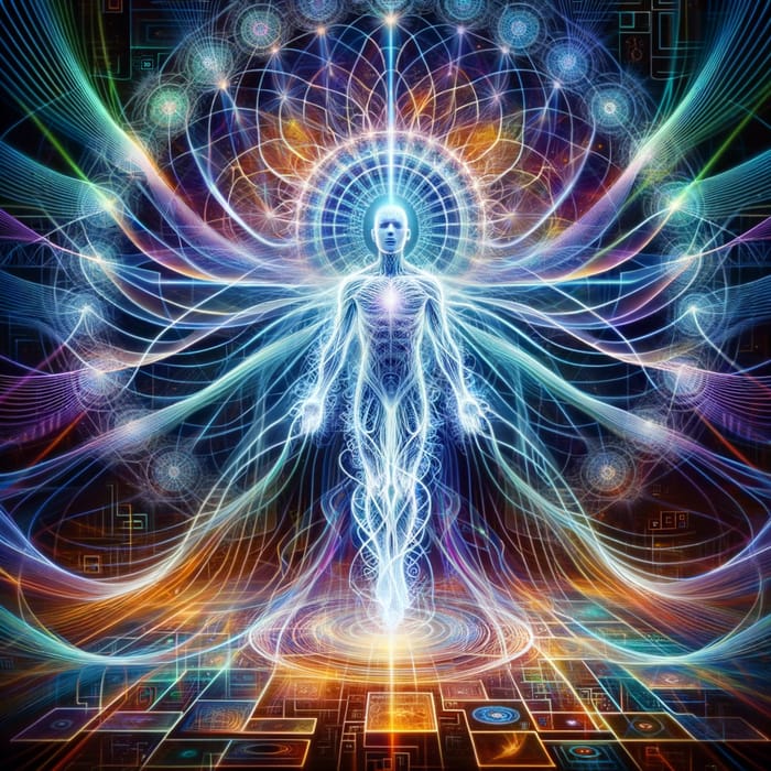 Radiant White Aura with Energy Lines and Sacred Geometry | AI Art Generator | Easy-Peasy.AI