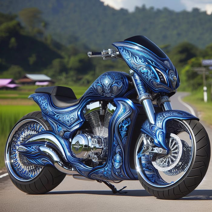 Authentic Thai Motorcycle | Sleek Design in Royal Blue | AI Art ...