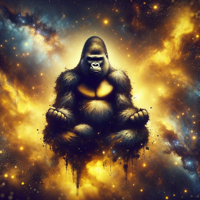 Meditating Gorilla in Space: A Cosmic Harmony | AI Art Generator | Easy ...