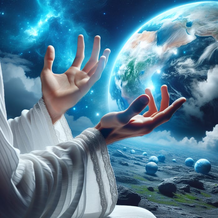 Jesus Christ Blesses Earth in White Robes | AI Art Generator | Easy ...