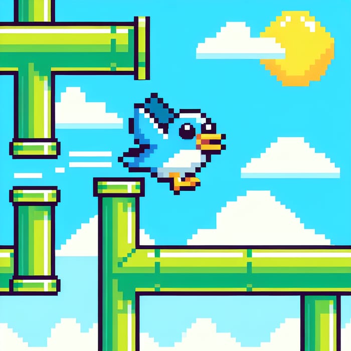 Flappy Bird Adventure: Colorful Pixel Art Fun | AI Art Generator | Easy ...