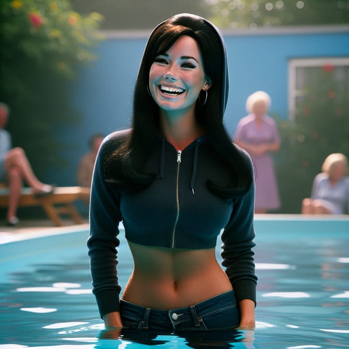 Vintage 1960s Poolside Vibe with Cheerful Laughing Woman | AI Art ...