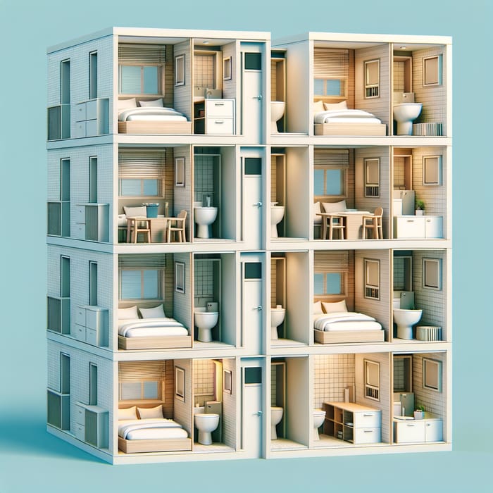 Modern 1-Bedroom Flats: 3 Floors of Comfort | AI Art Generator | Easy ...