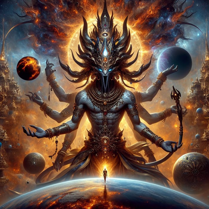 Dark Star Nemesis: Majestic Cosmic Being with Royal Crown | AI Art Generator | Easy-Peasy.AI