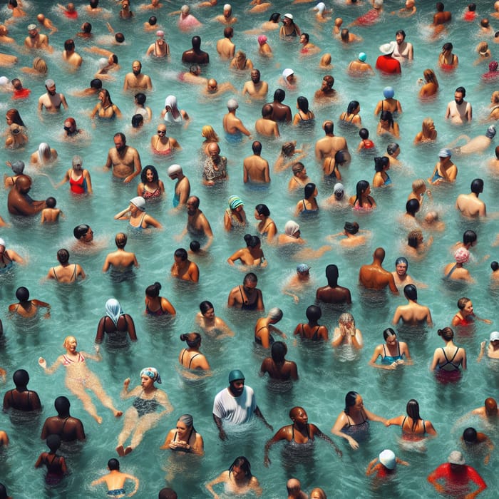 Diverse Swimmers Beat Heat in Crowded Pool | Refreshing Swim | AI Art ...
