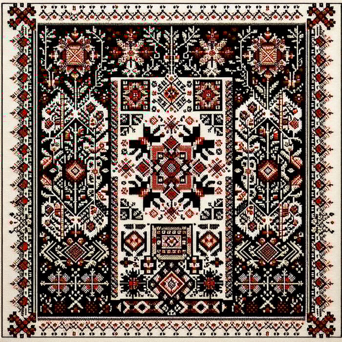 Ukrainian Slavic Black & Red Needlework Pattern | AI Art Generator ...