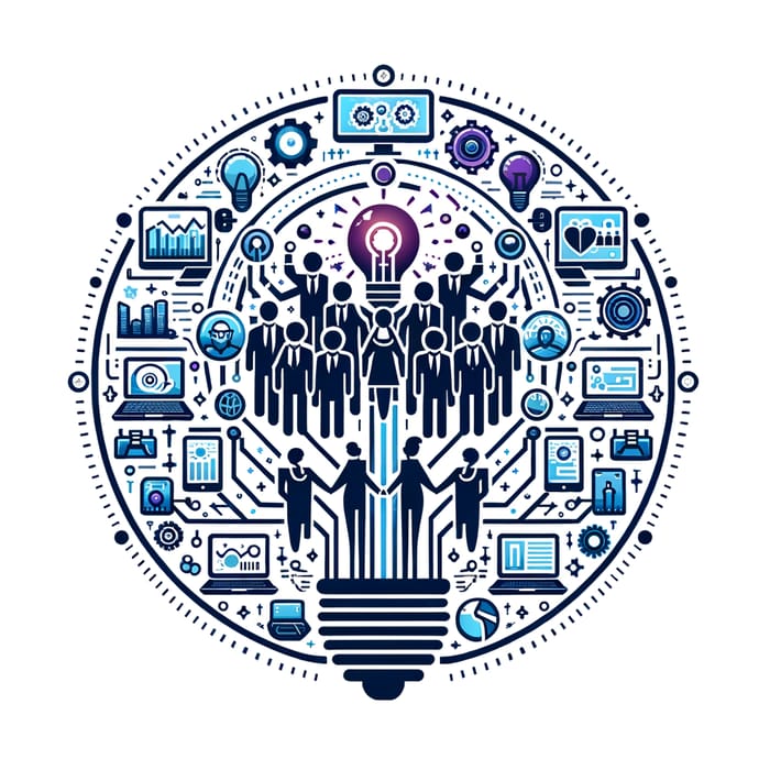 Diverse Team Collaboration Logo | Tech Innovation | AI Art Generator ...