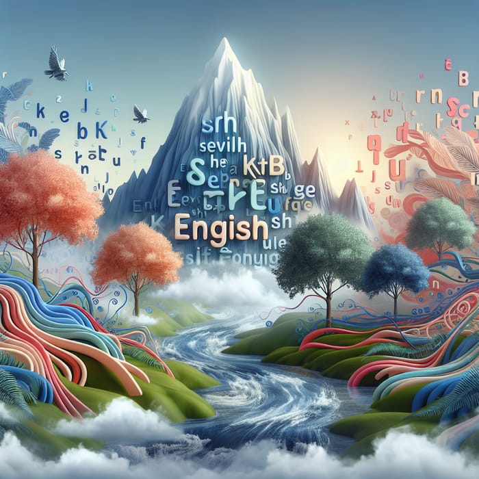 Inglés Language: Mountain Peak and Literary Streams | AI Art Generator ...