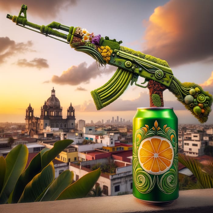 Vibrant Mountain Dew Can and Botanical AK-47 in Mexico City | AI Art ...