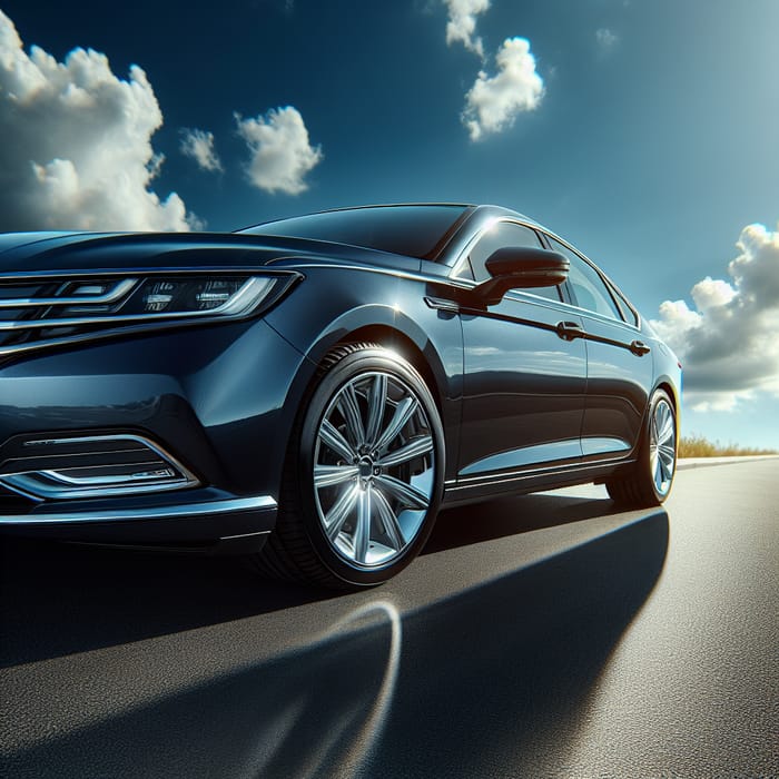 Stunning Dark Blue Car on Open Road | AI Art Generator | Easy-Peasy.AI