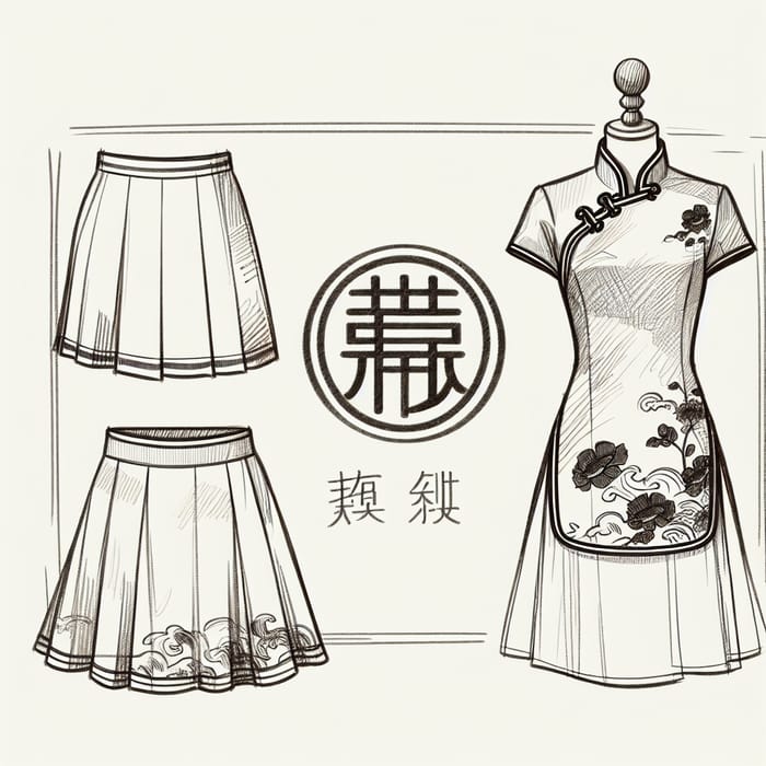 Ma Mian Skirt & Cheongsam Sketch | Chinese Attire Art | AI Art ...