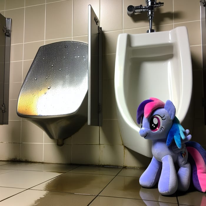 Vibrant My Little Pony Plush in Clean Public Bathroom | AI Art ...