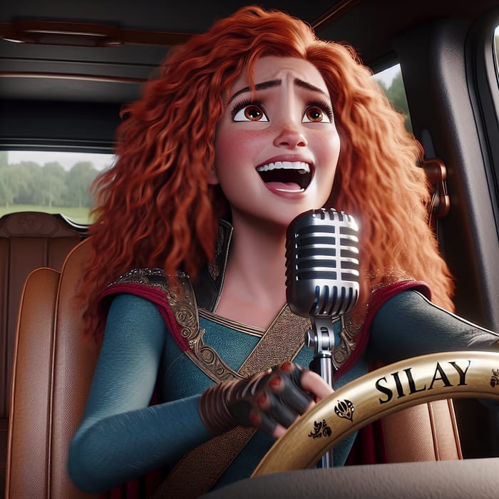 Passionate Red-Haired Princess Singing in Luxury Car | Silay | AI Art ...