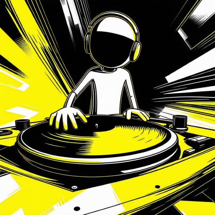Stickman DJ - Colorful 2D Art Behind the Turntable | AI Art Generator ...