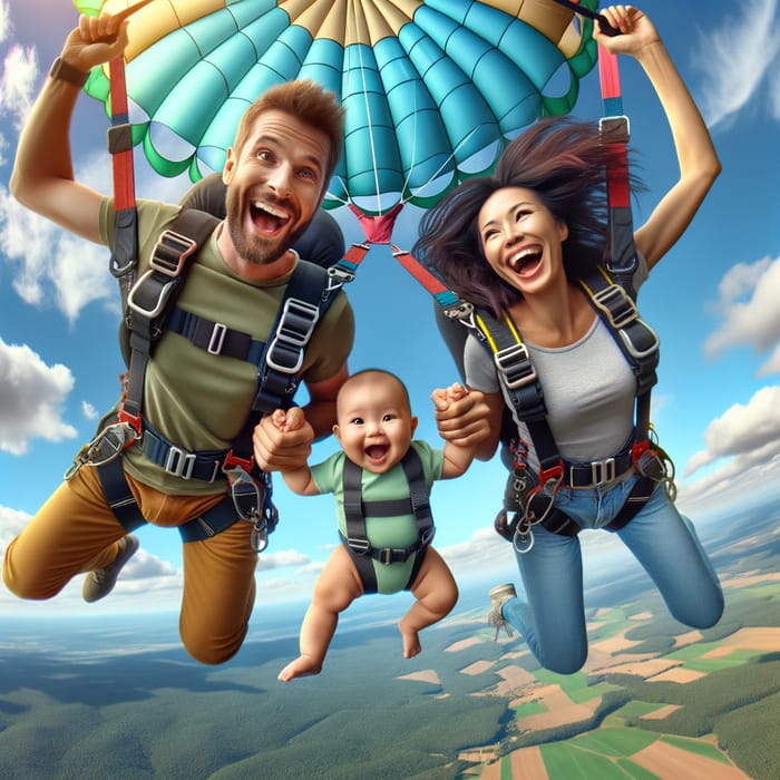 Exciting Family Parachute Jump with Baby - Skydiving Adventure | AI Art ...