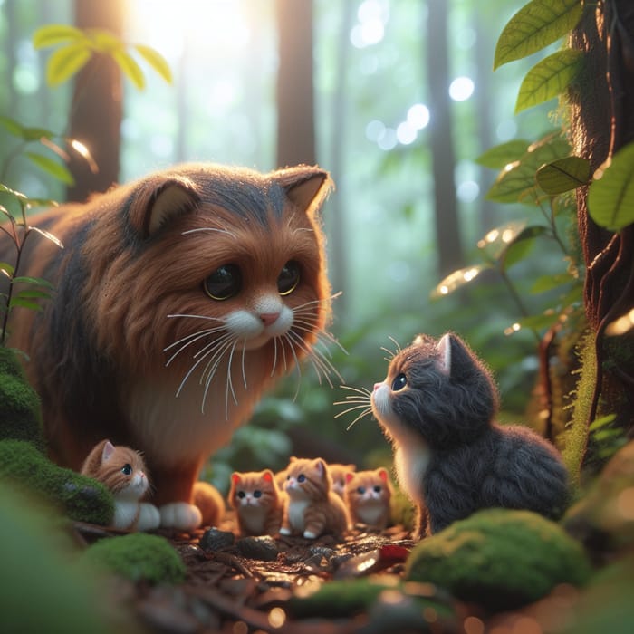 Cat Parents Searching for Their Kitten in the Forest | AI Art Generator ...