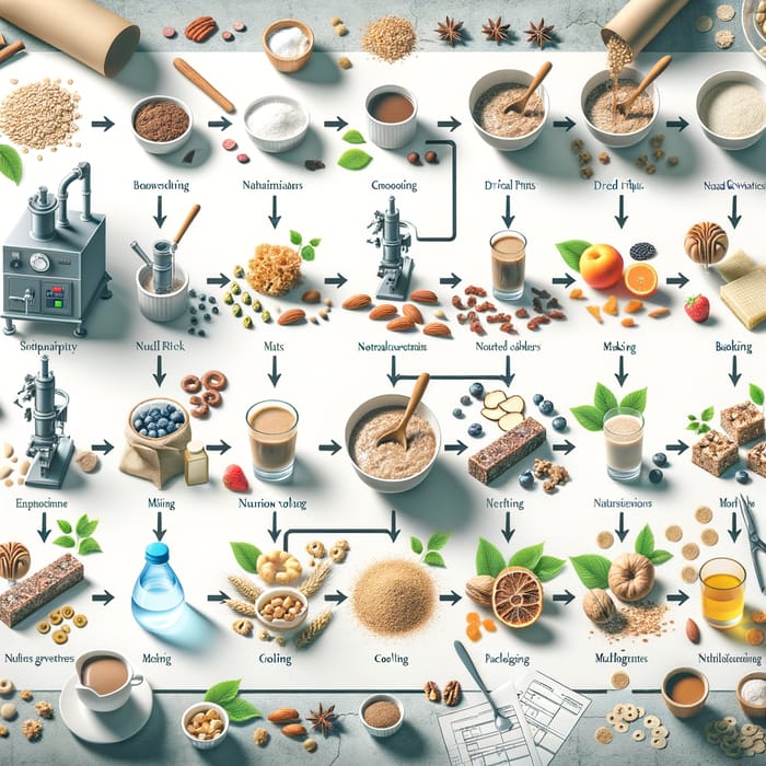 Healthy Cereal Bar Production Flowchart | AI Art Generator | Easy-Peasy.AI