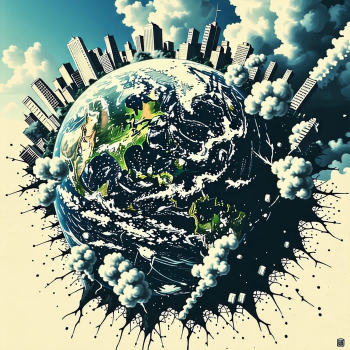 Theme of Environmental Damage: Air Pollution and Urbanization | AI Art ...