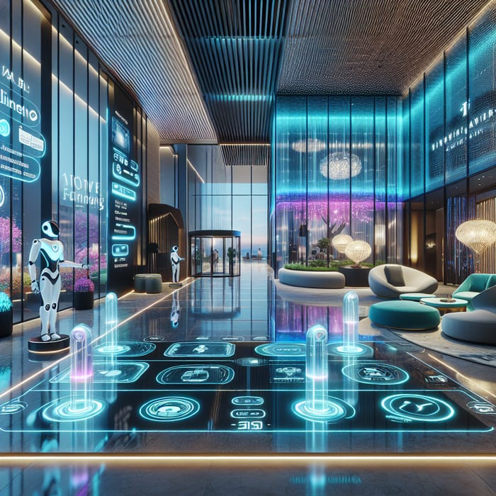 Smart Hotel Lobby: Experience the Future | AI Art Generator | Easy-Peasy.AI