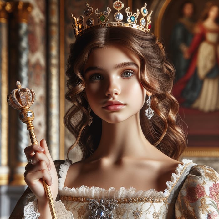 Young Queen in Regal Gown | Royalty Personified | AI Art Generator | Easy-Peasy.AI
