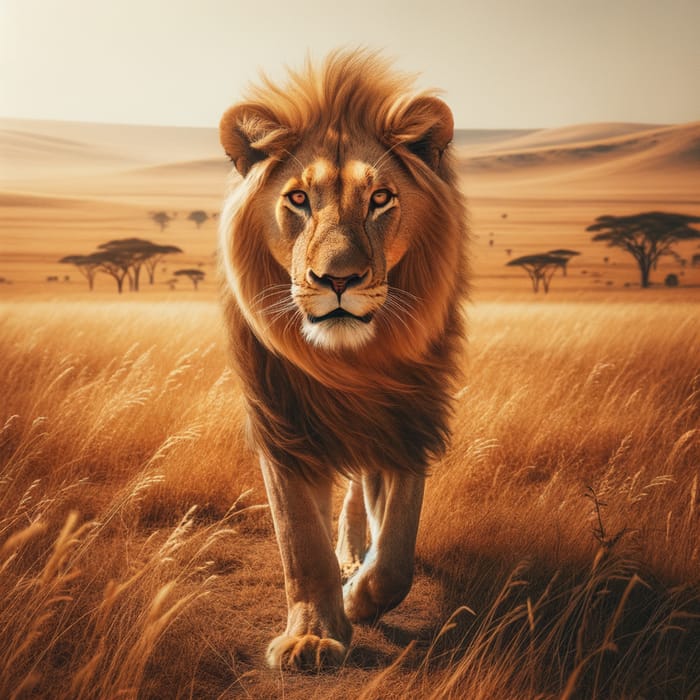Majestic Lion in Untouched Savannah Wilderness | AI Art Generator ...
