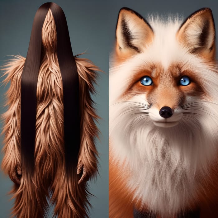Surreal Image of Human and Fox with Fur and Blue Eyes | AI Art ...