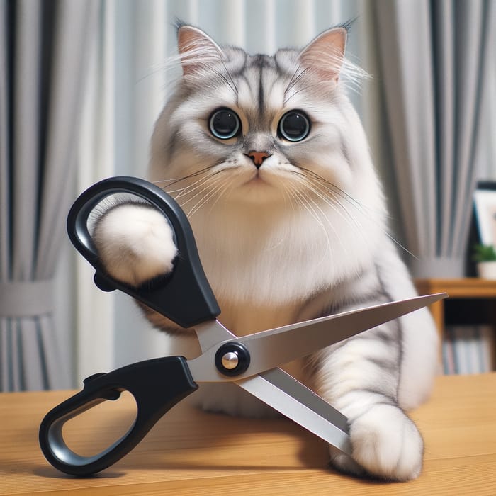 Cat with a Rotating Pair of Scissors | AI Art Generator | Easy-Peasy.AI