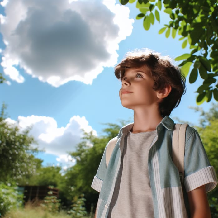 Young Boy in Wonder under Shady Cloud | Park Scene | AI Art Generator ...