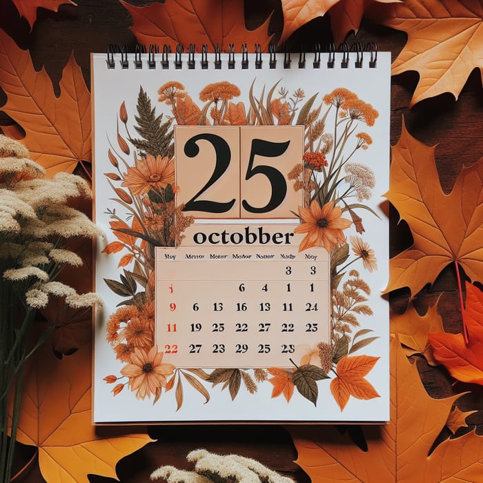 October 25 Date with Autumn Foliage Background | AI Art Generator ...