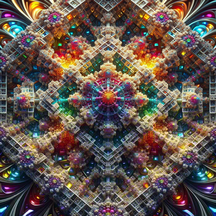 Colorful Metallic Geometrical Fractal - Mesmerizing Artwork | AI Art Generator | Easy-Peasy.AI