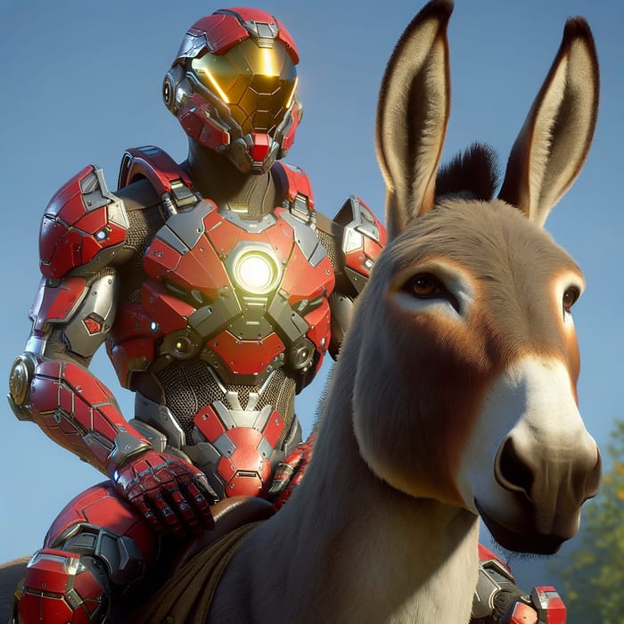 Iron Man Riding Donkey | AI Art Generator | Easy-Peasy.AI