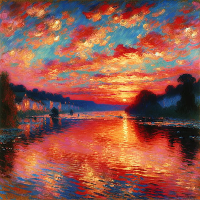 Stunning Sunset Impressionism Art Piece | AI Art Generator | Easy-Peasy.AI