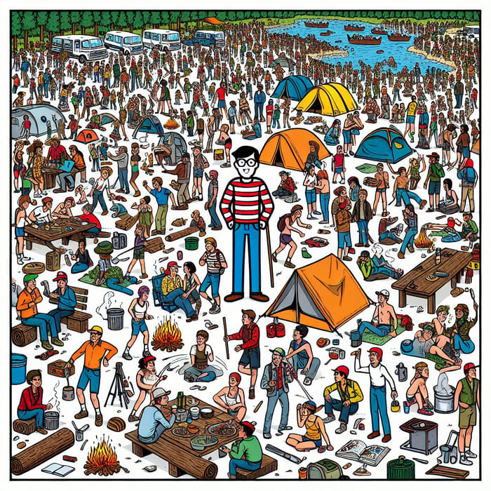 Find the Hidden Camper in Our Busy Camping Scene | AI Art Generator ...
