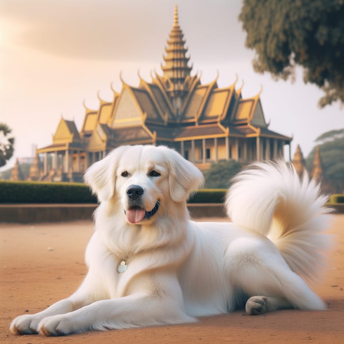 Golden Retriever Dog at Dzeren Dra Temple - Serene Pose | AI Art ...