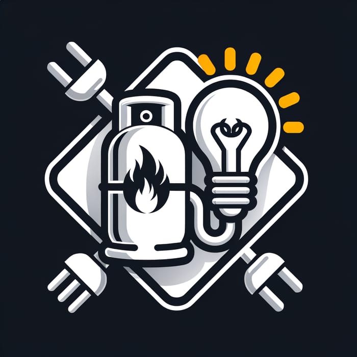 Printable Energy Logo: Gas Cylinder, Electrical Bulb, Danger Sign | AI ...