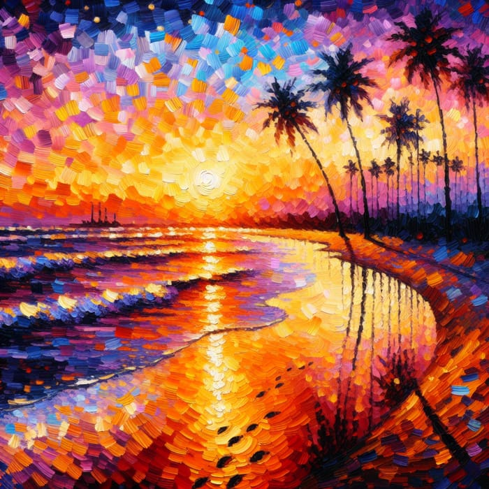 Impressionist Sunset Beach: A Serene View | AI Art Generator | Easy ...