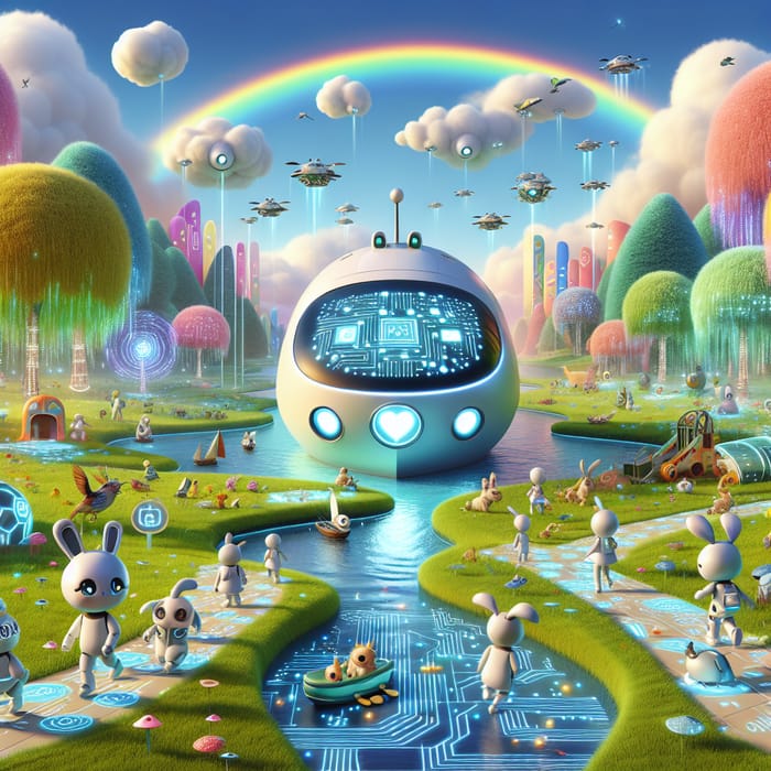 Vibrant Landscape: Nature Meets Advanced Technology | AI Art Generator ...