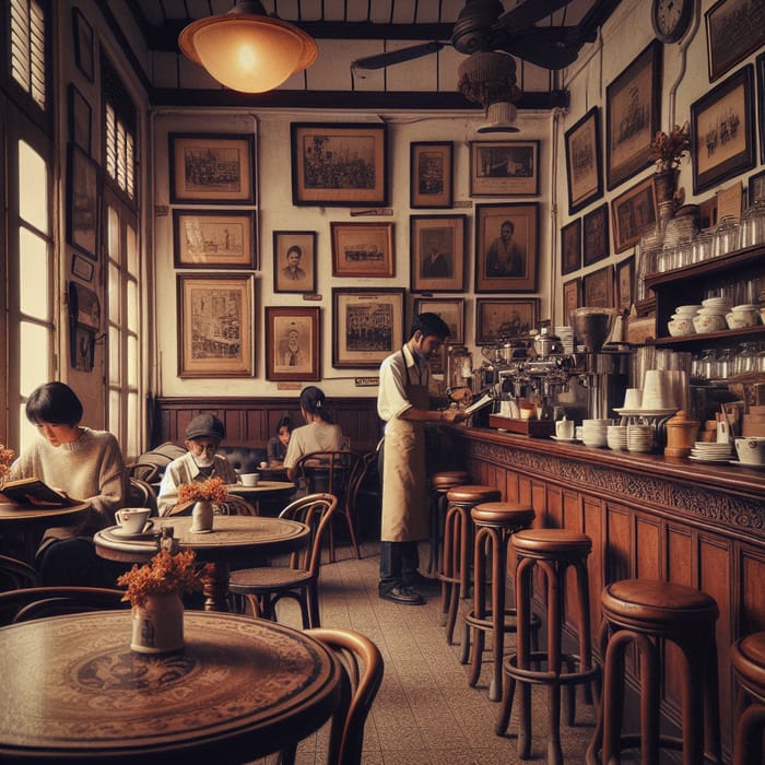 Cozy Vintage Cafe: A Step Back in Time | AI Art Generator | Easy-Peasy.AI