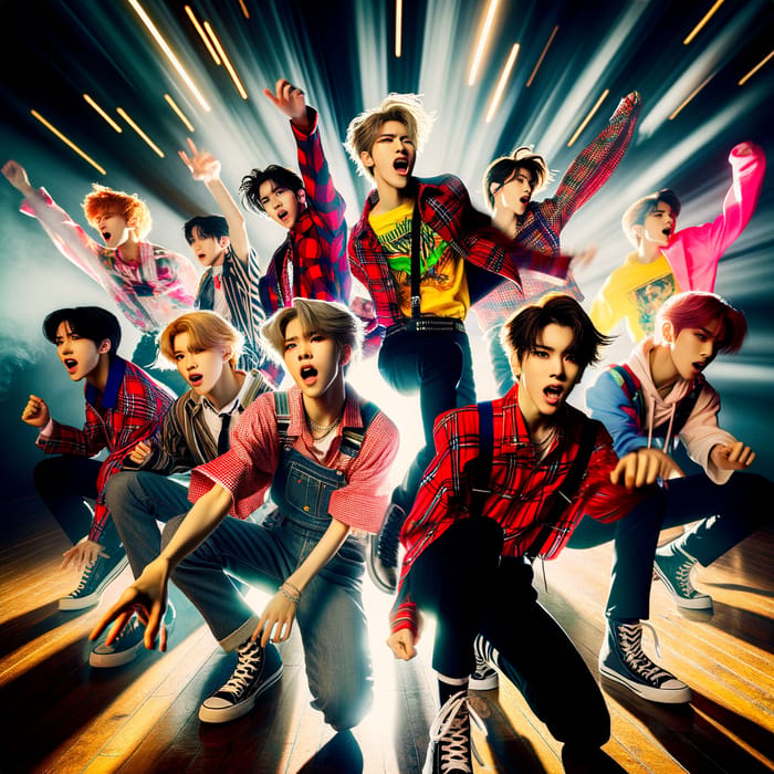 Vibrant K-Pop Energy: NCT Dream Performance Portrait | AI Art Generator ...