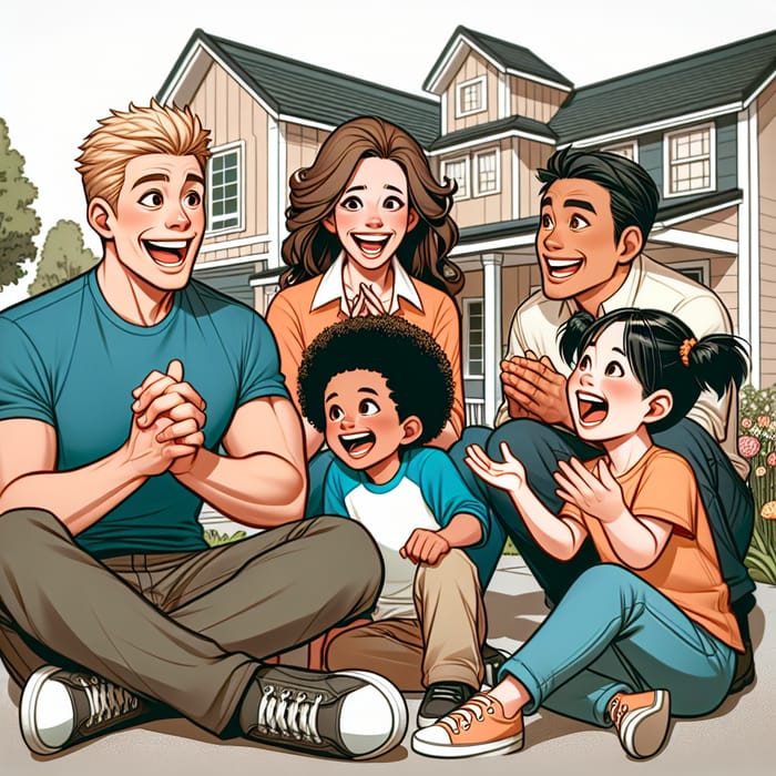 Happy Family Outdoors | Joyful Multicultural Scene | AI Art Generator ...
