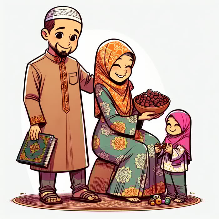 Muslim Family Cartoon: Togetherness and Love | AI Art Generator | Easy ...