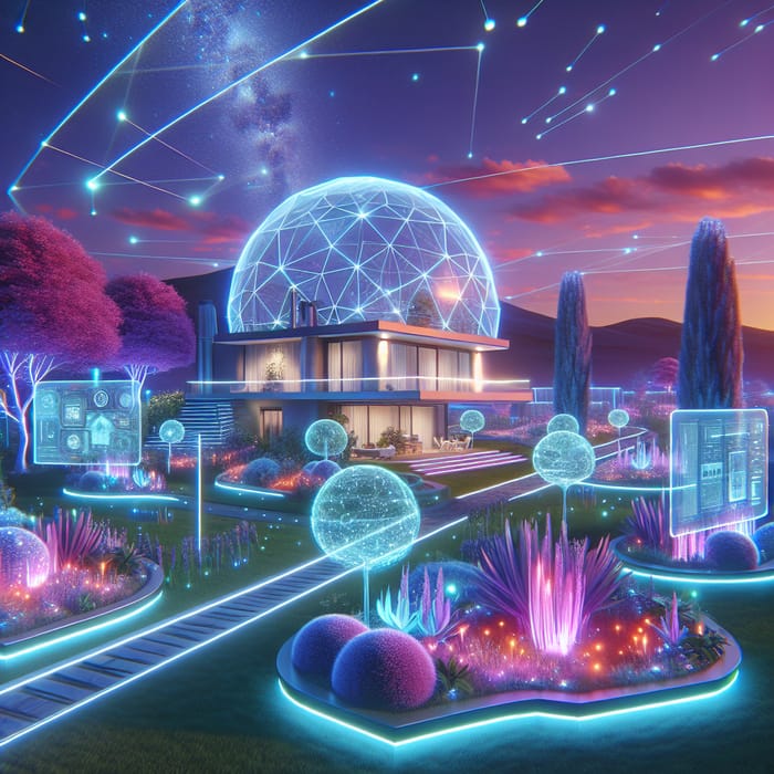 Futuristic Property in Metaverse: Ethereal Purple Sky Scene | AI Art ...